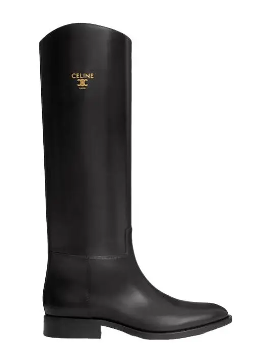 Celine Anais Riding Boots In Calfskin - Black