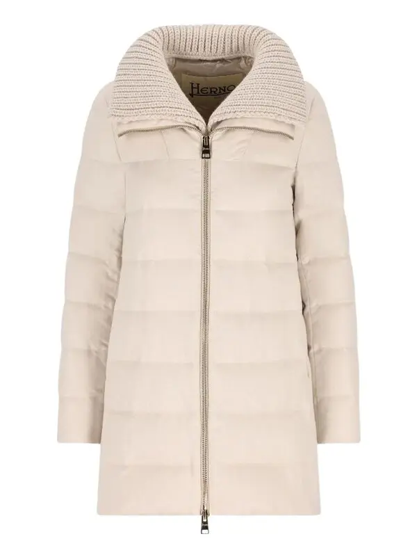 Herno Long-sleeved Zip-up Padded Coat - Nude