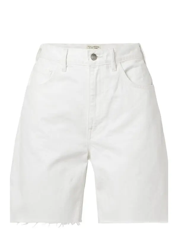 NILI LOTAN Russel Raw Edge Denim Shorts - White