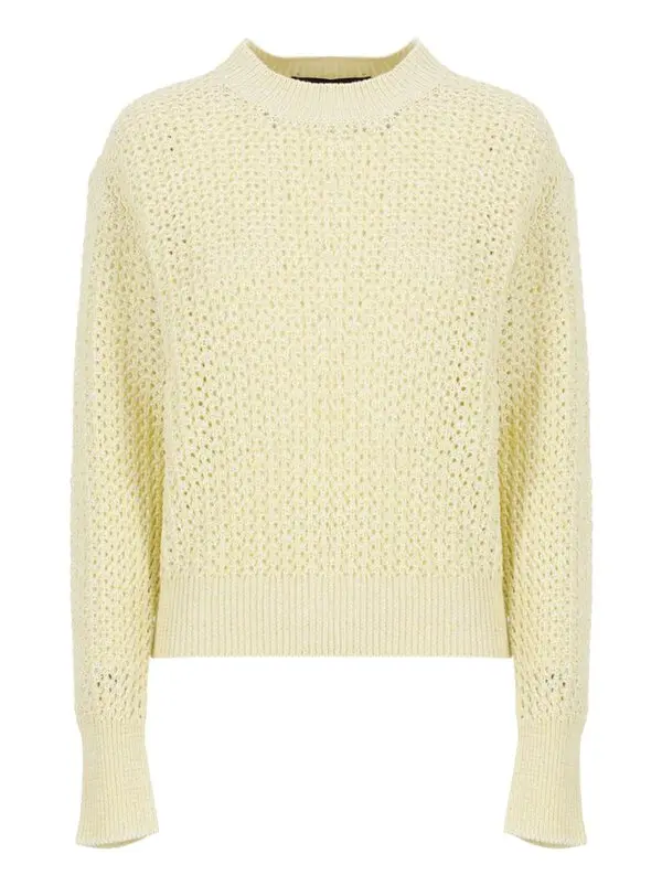Fabiana Filippi V-neck Open-knit Long Sleeve Top - Nude