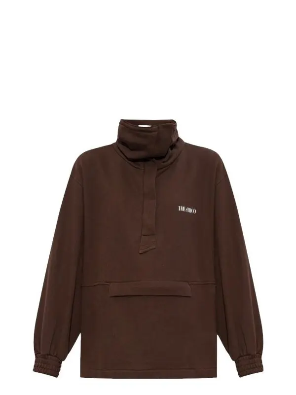 Attico The Funnel-neck Logo Hoodie - Brown