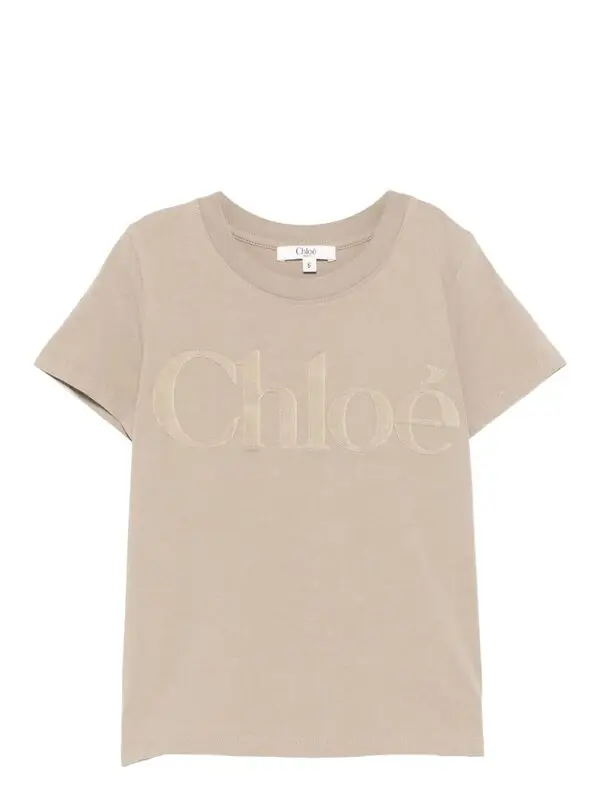 Chloé Logo Appliqué T-shirt - Nude