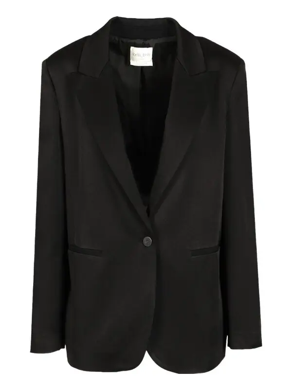 FORTE_FORTE Shiny Satin Peak Lapel Jacket - Black