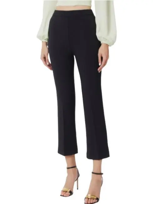 Elisabetta Franchi Logo Plaque Cropped Crepe Trousers - Black