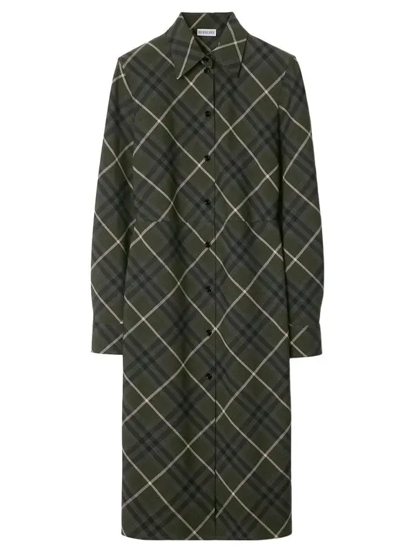 Burberry Checkered Long Sleeve Shirt Dress - Swamp