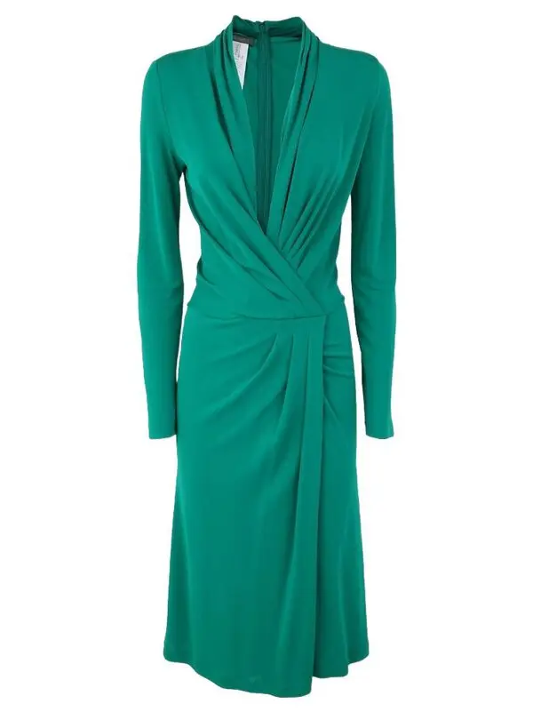 Alberta Ferretti V-neck Long-sleeve Dress - Green