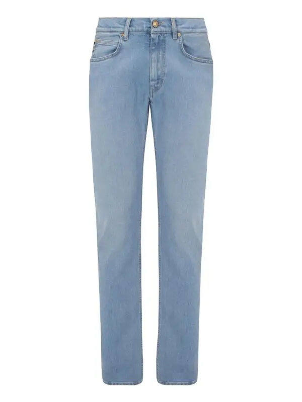 Versace Logo Patch Low Waist Jeans - Blue