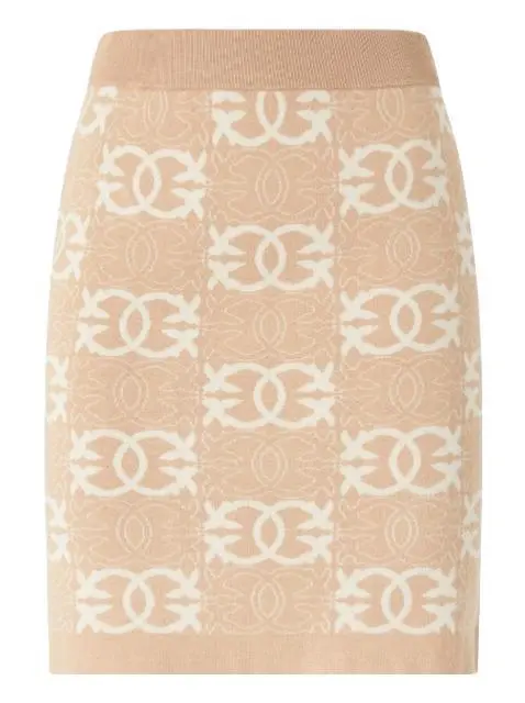 Pinko Logo-pattern Knit Straight Skirt - Nude