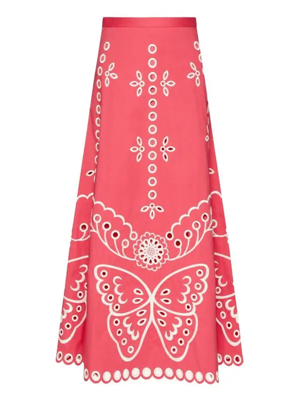 Red Valentino Embroidered Butterfly Skirt - Pink