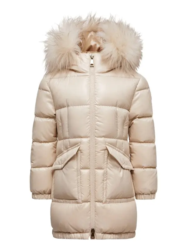 Moncler Aruna Shearling-trimmed Hooded Down Jacket - Light Beige