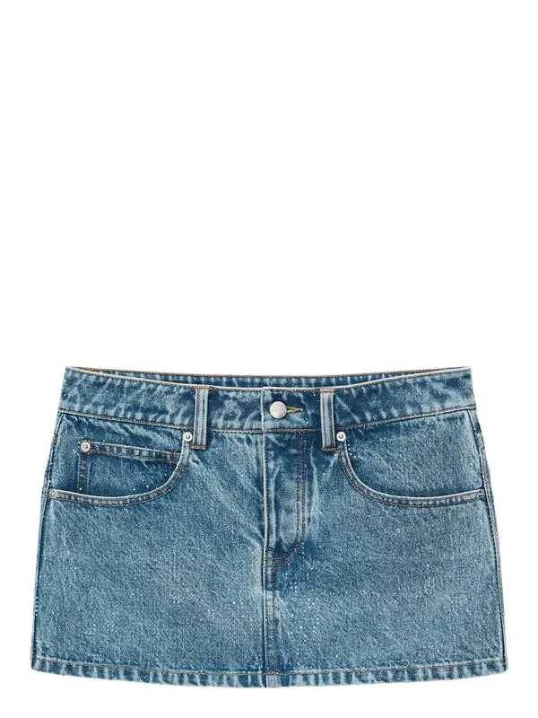 Alexander Wang Embellished Denim Miniskirt - Light Indigo