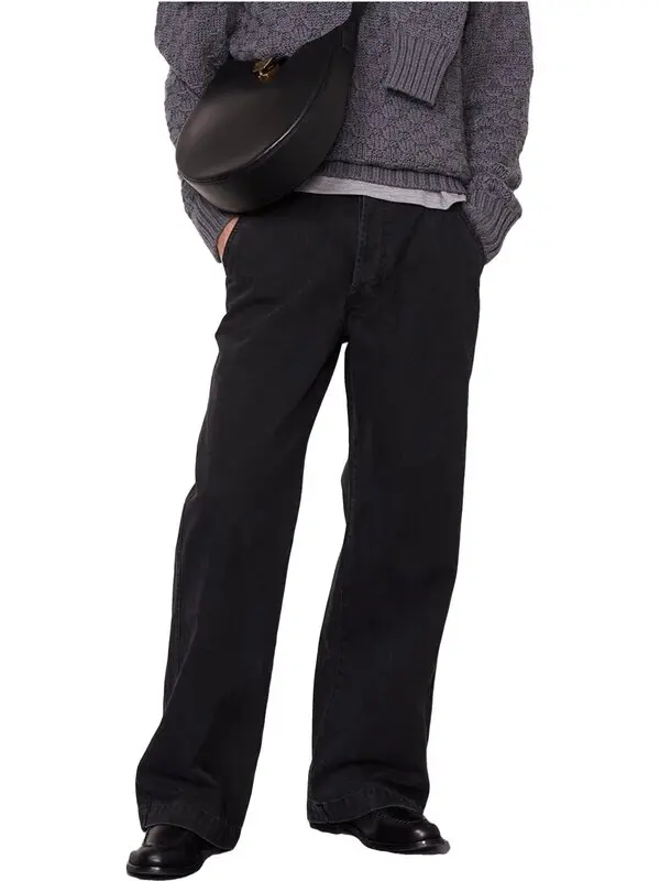 Officine Générale Wide Leg Jeans With Double Open-thread Details - Dark Gray