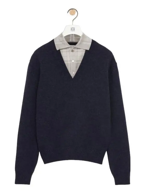 Loewe Trompe L'oeil Jumper - Navy Blue/gray