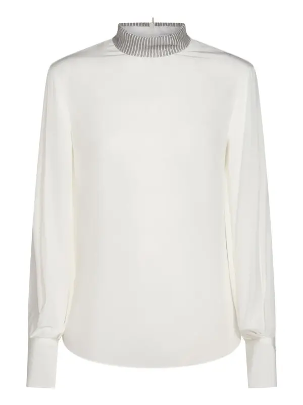 Brunello Cucinelli Monili Chain Detailed Blouse - White