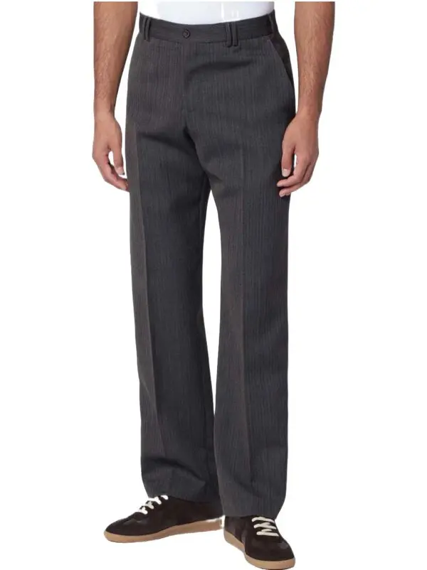 PT TORINO Pinstripe Wool Trousers - Black