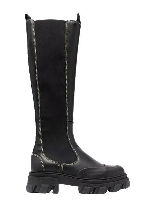 GANNI Knee High Chelsea Boots - Black
