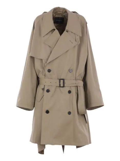 Balenciaga Double-breasted Belted Coat - Nude