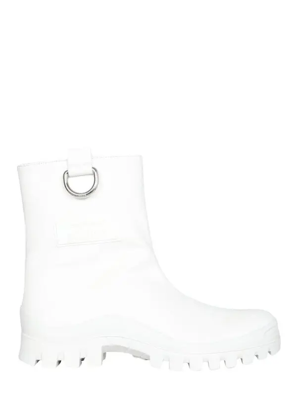MSGM Logo Embossed Slip-on Ankle Boots - White