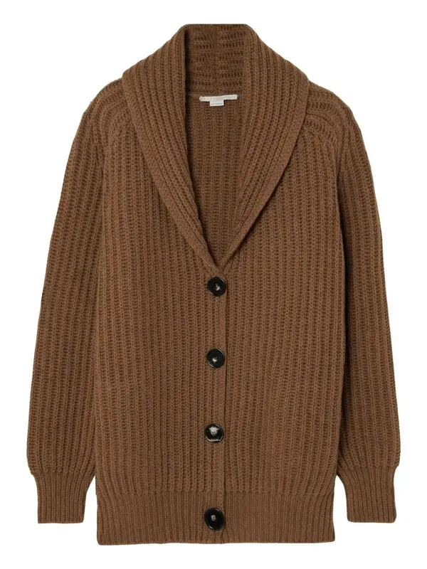 Stella McCartney Oversized Ribbed Wool Cardigan - Brown