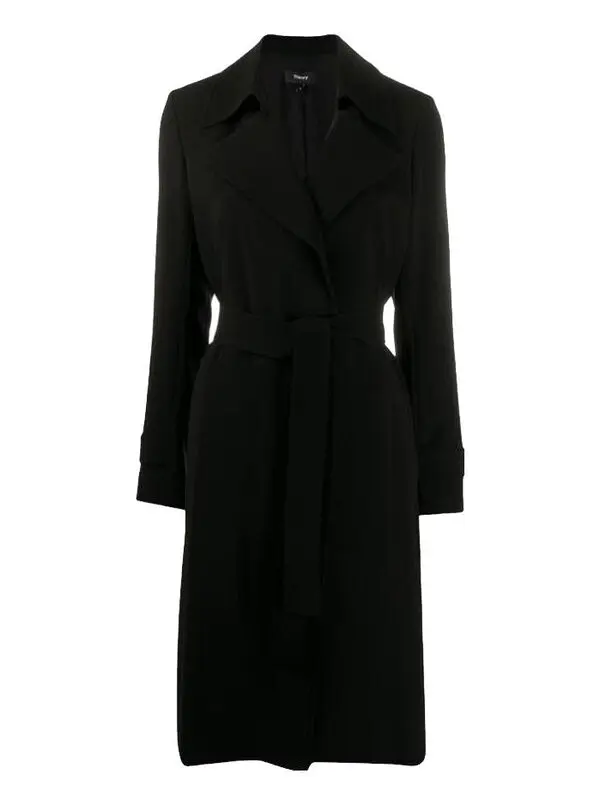 Theory Oaklane Trench Belted Coat - Black