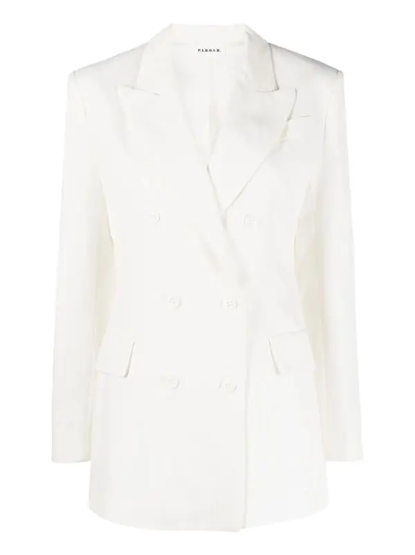 P.a.r.o.s.h Double Breasted Peak Lapel Blazer - White