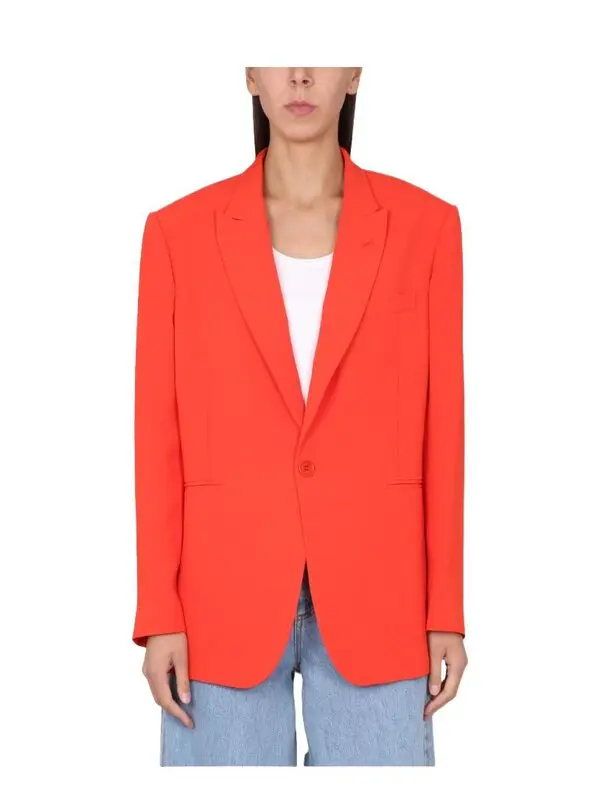 Aspesi Single-breasted Blazer With Lapel - Orange
