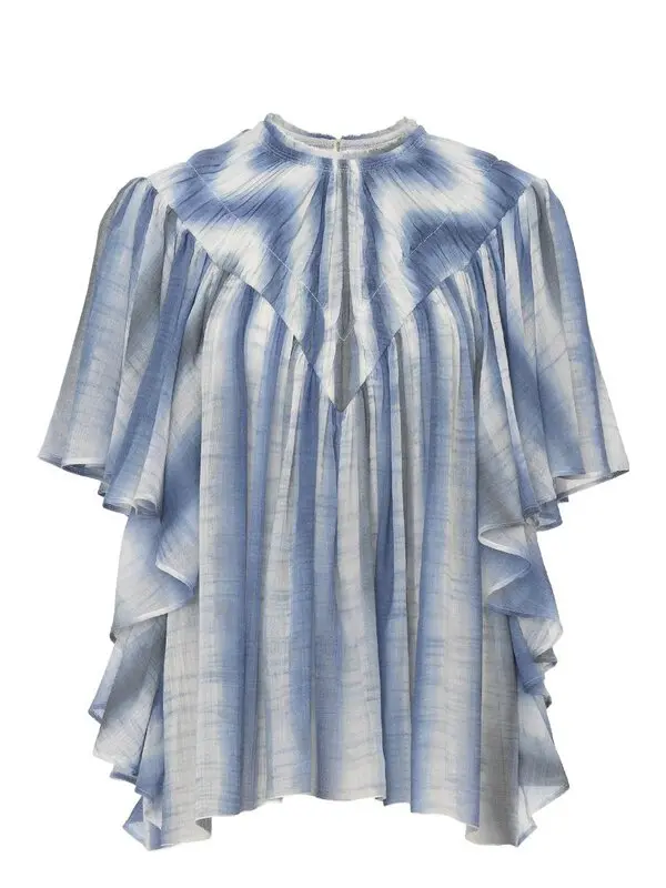 Chloé Striped Ruffled Blouse - Blue