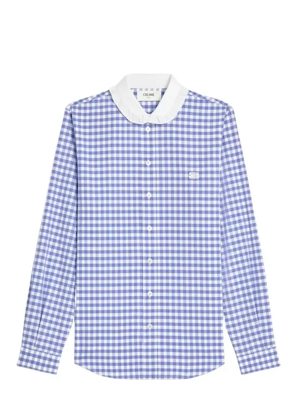 Celine Vichy Cotton Shirt - White/blue