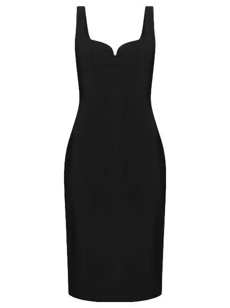 Versace Sweetheart Neckline Midi Dress - Black