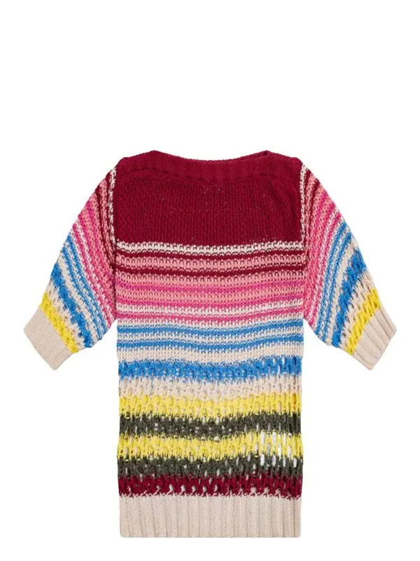 Red Valentino Striped Boat Neck Open-knit Top - Multicolor