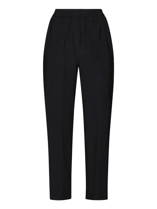 KAOS Elastic Waist Pleated Casual Pants - Black