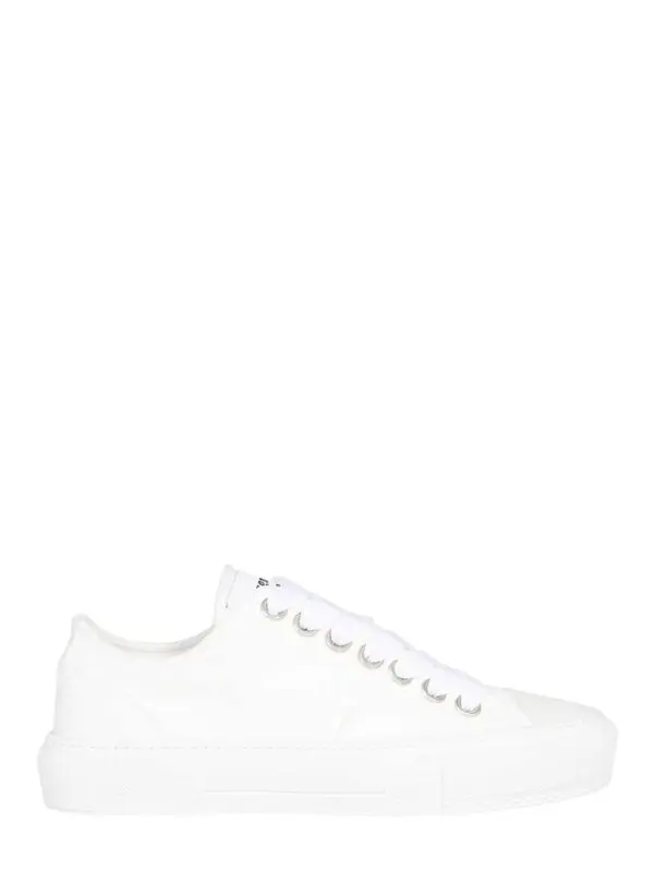 MSGM Round Toe Lace-up Sneakers - White