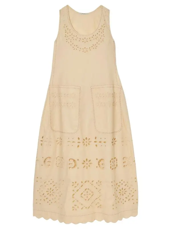 Vita Kin Broderie Anglaise Cotton-poplin Midi Dress - Nude