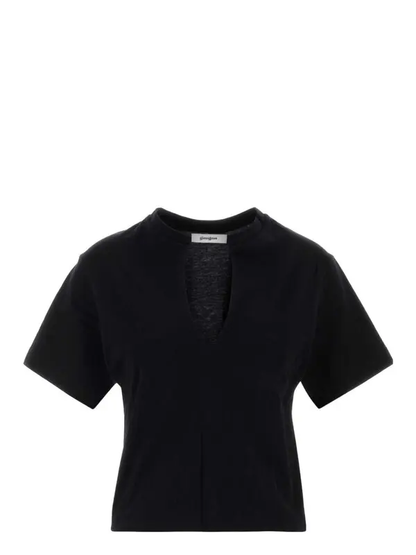Gimaguas Alina Cut-out V-neck T-shirt - Black