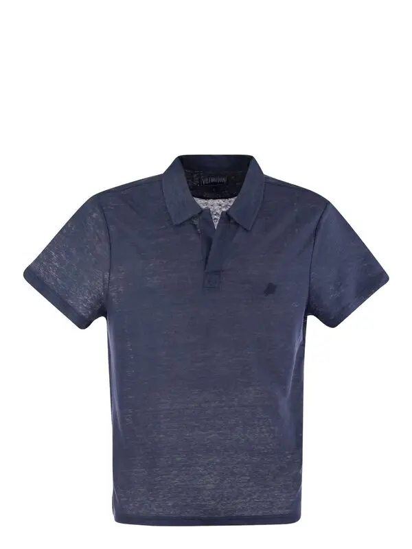 Vilebrequin Linen Short-sleeve Polo Shirt - Blue