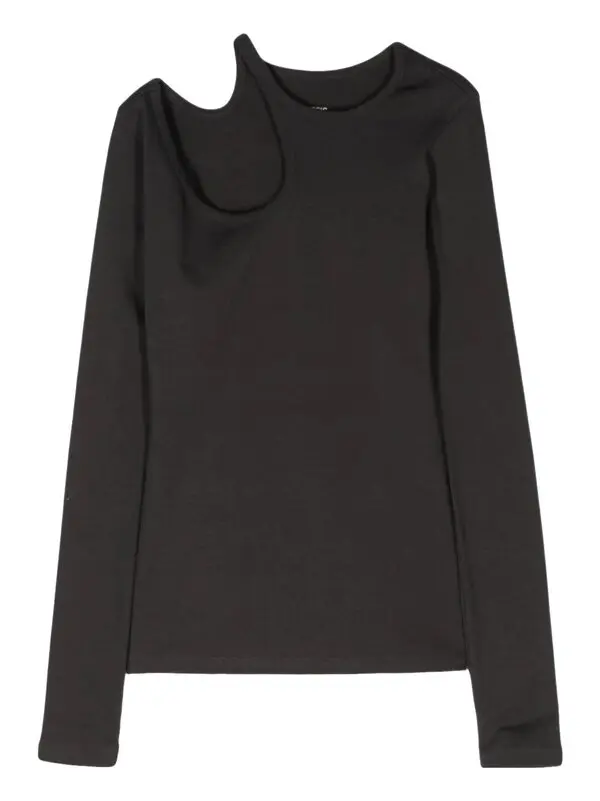 LOW CLASSIC Long Sleeve Asymmetrical T-shirt - Black