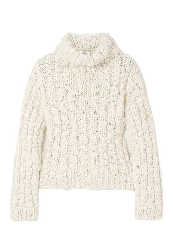 Chloé Ribbed Turtleneck Sweater - White