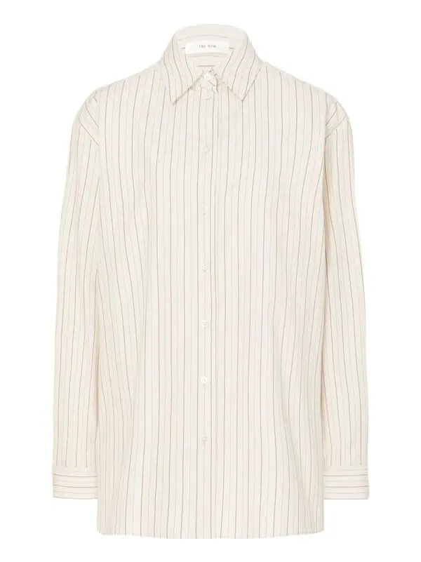 THE ROW Sisilia Striped Shirt - Ivory/brick