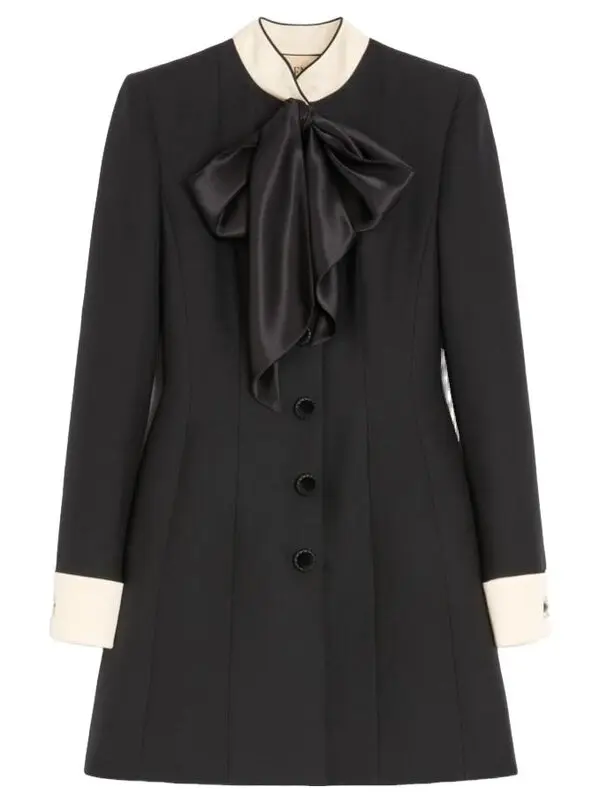 Valentino Garavani Long Sleeve Bow Detail Mini Dress - Black