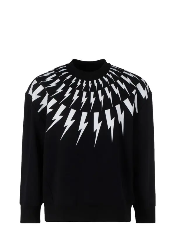 Neil Barrett Thunderbolt Print Crewneck Sweatshirt - Black