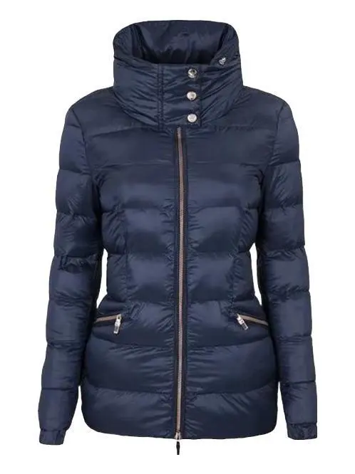 EA7 Quilted Zip-up Jacket With Stand Collar - Blue