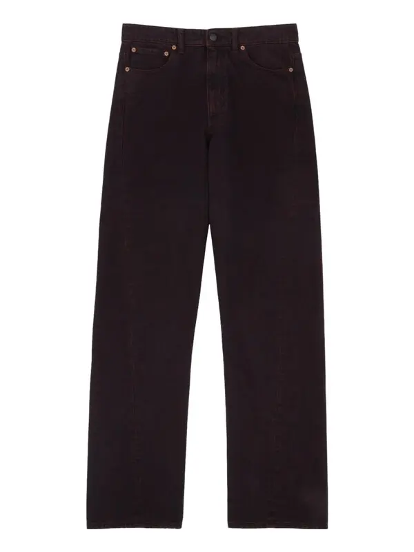 MAISON MARGIELA Logo Patch Wide Leg Jeans - Bordeaux