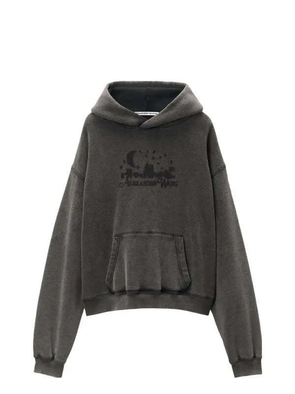 Alexander Wang Logo Jacquard Distressed Hoodie - Black