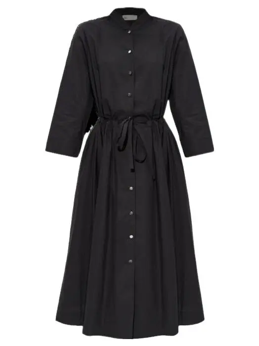 Tory Burch Belted Cotton Shirt Dress - Black