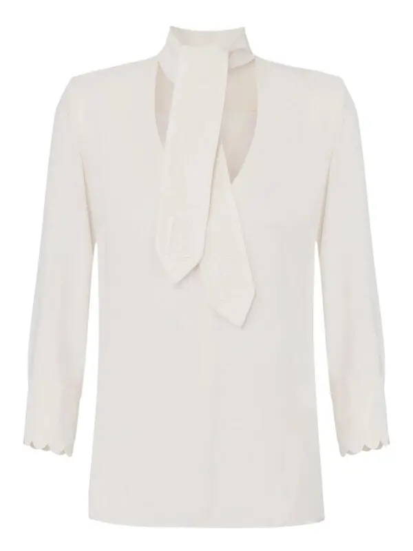 Elisabetta Franchi Embroidered Scallop-edge Blouse - Milk Color