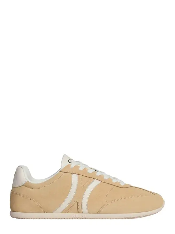 Celine Jogger Low Lace-up Sneakers In Suede Calfskin And Calfskin - Cappuccino/white Coffee