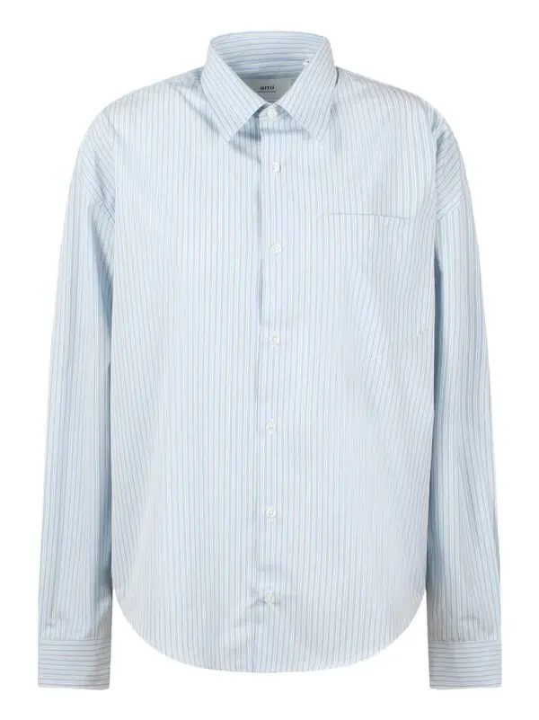 AMI Paris Poplin Striped Button-up Shirt - White