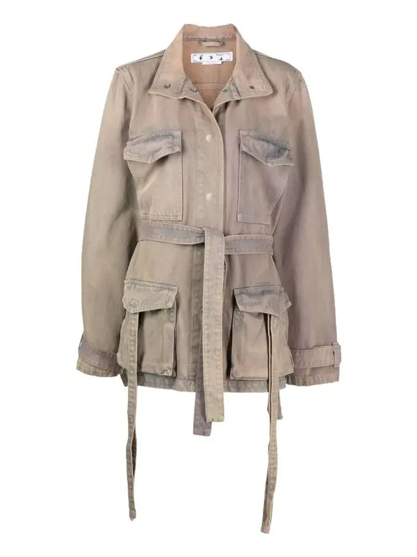 Off-White Tie-dye Denim Cargo Field Jacket - Nude
