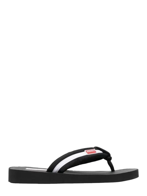 Kenzo Striped Logo Patch Flip Flops - Black