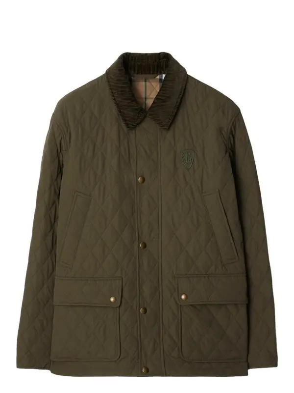 Burberry Quilted Jacket With Logo Patch - Loch/linden